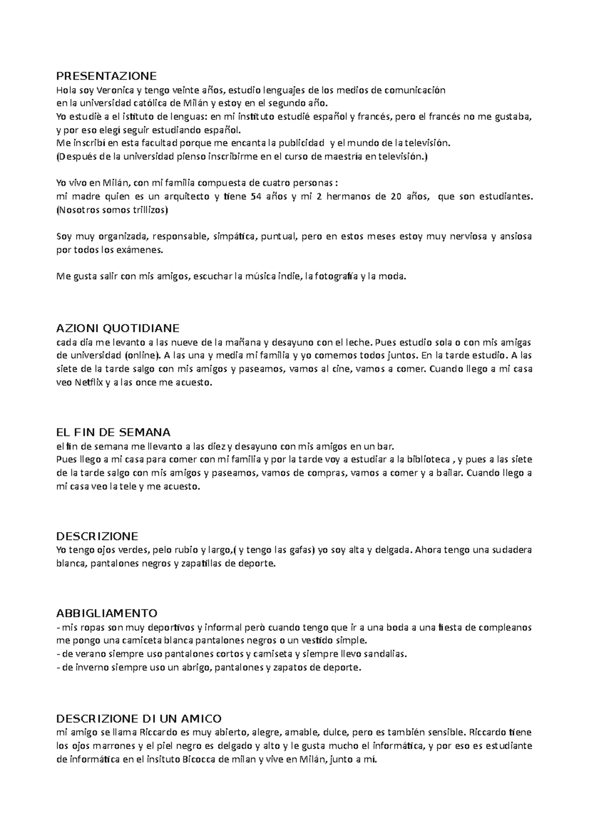 Oral Presentation: Spanish Study Notes for Undergraduate Course - Studocu