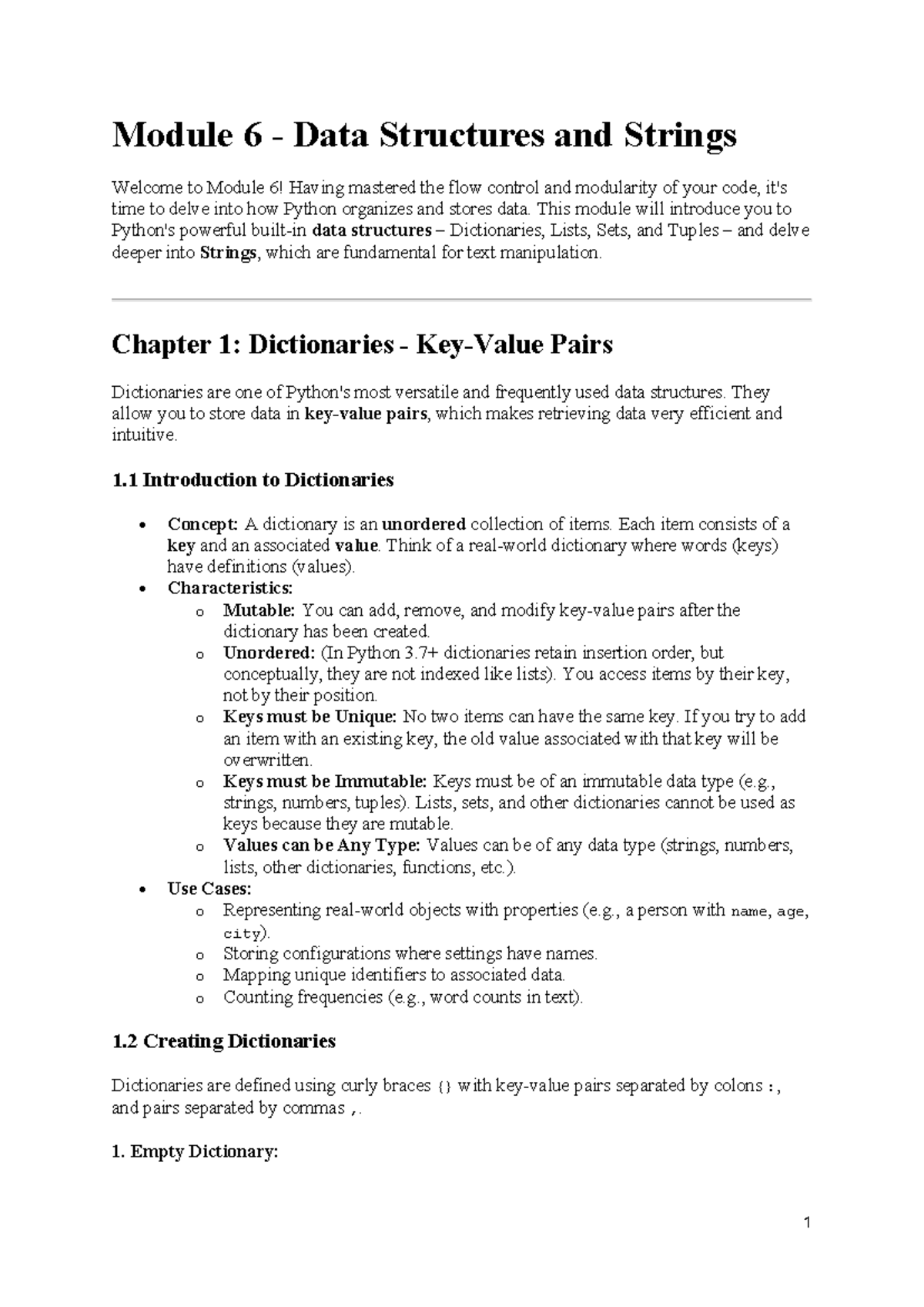 Module 6: Data Structures and Strings Overview - Studocu