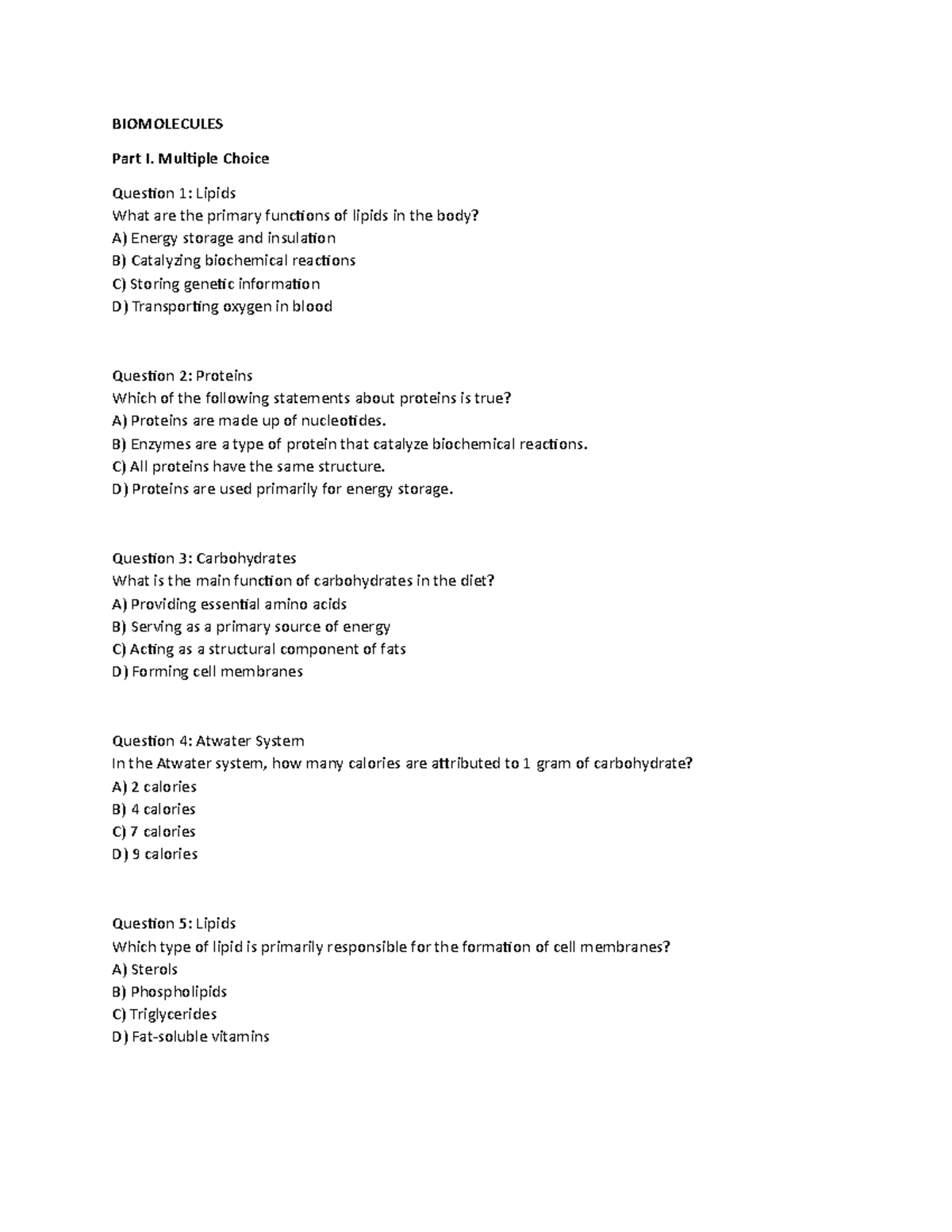 Science-reviewer - Science questions - biology - BIOMOLECULES Part I ...