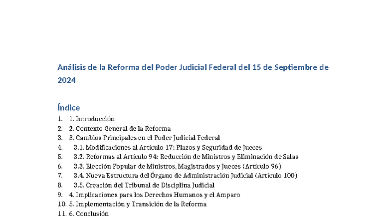 Análisis de la Reforma del Poder Judicial Federal 2024 - Studocu