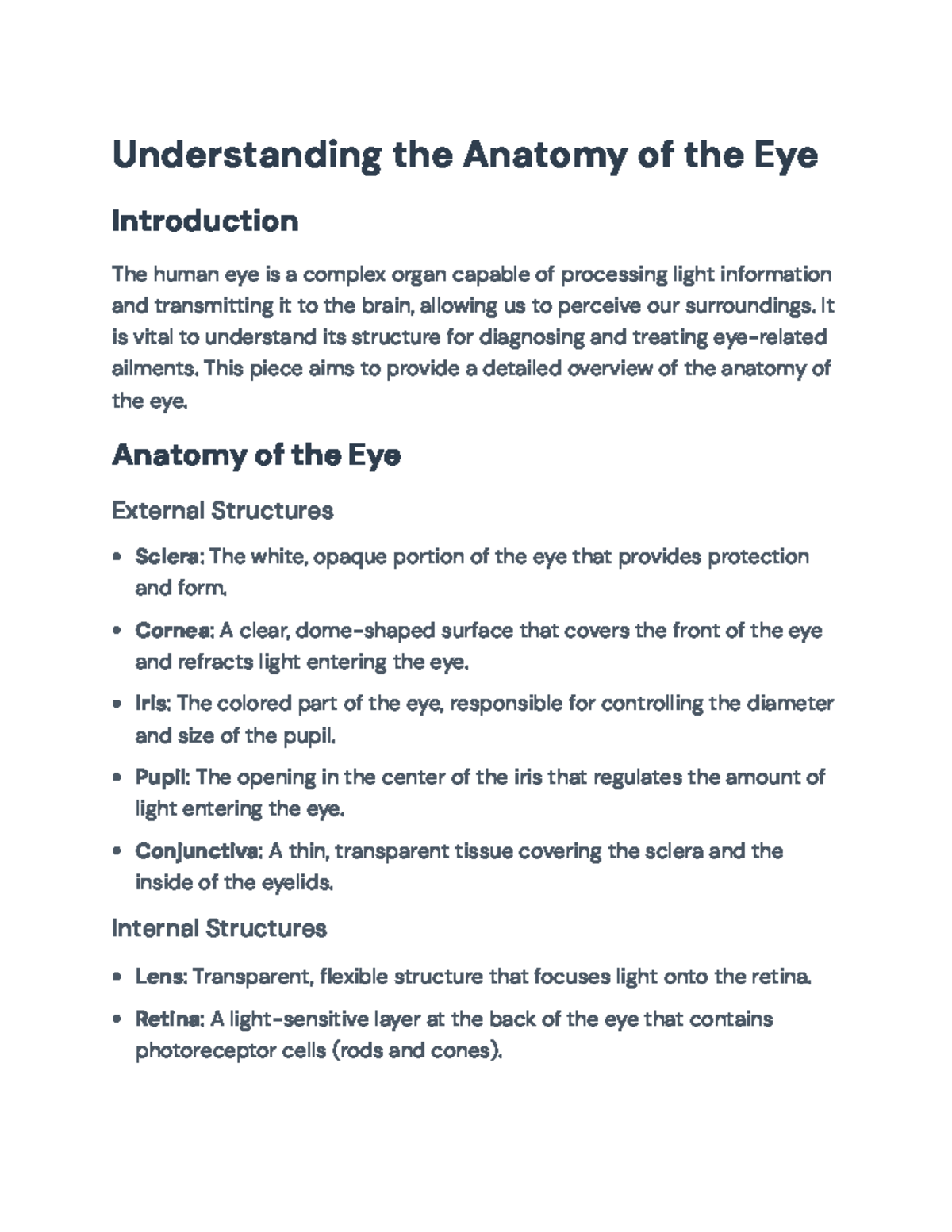 Detailed Overview of Human Eye Anatomy and Visual Pathways ...