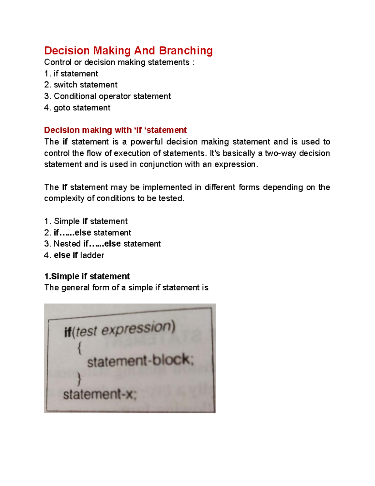 Decision Making & Branching Control: If, Switch, & Conditional ...