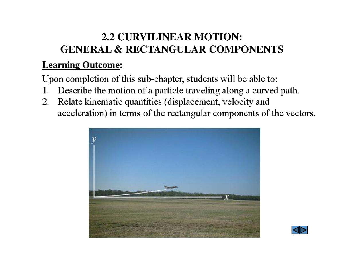 2.2 General Curvilinear Motion: Rectangular Components Overview - Studocu