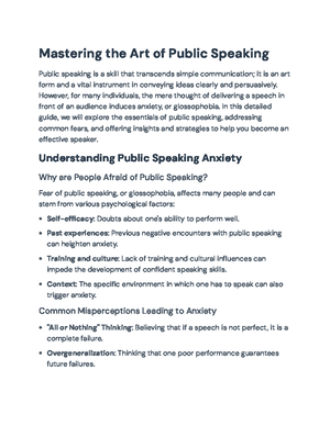 Effective Public Speaking: A Comprehensive Guide to Mastering Delivery ...