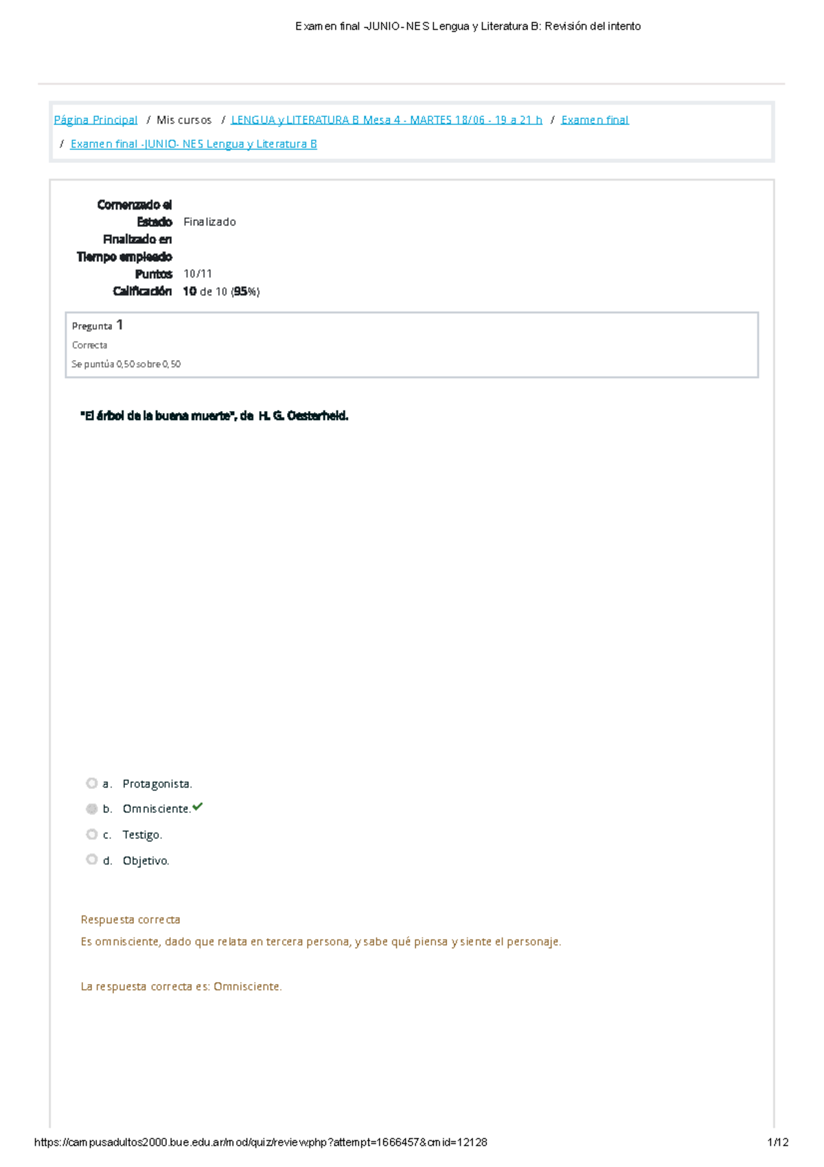 Examen Final - Junio - NES Lengua y Literatura B: Análisis y Respuestas - Studocu