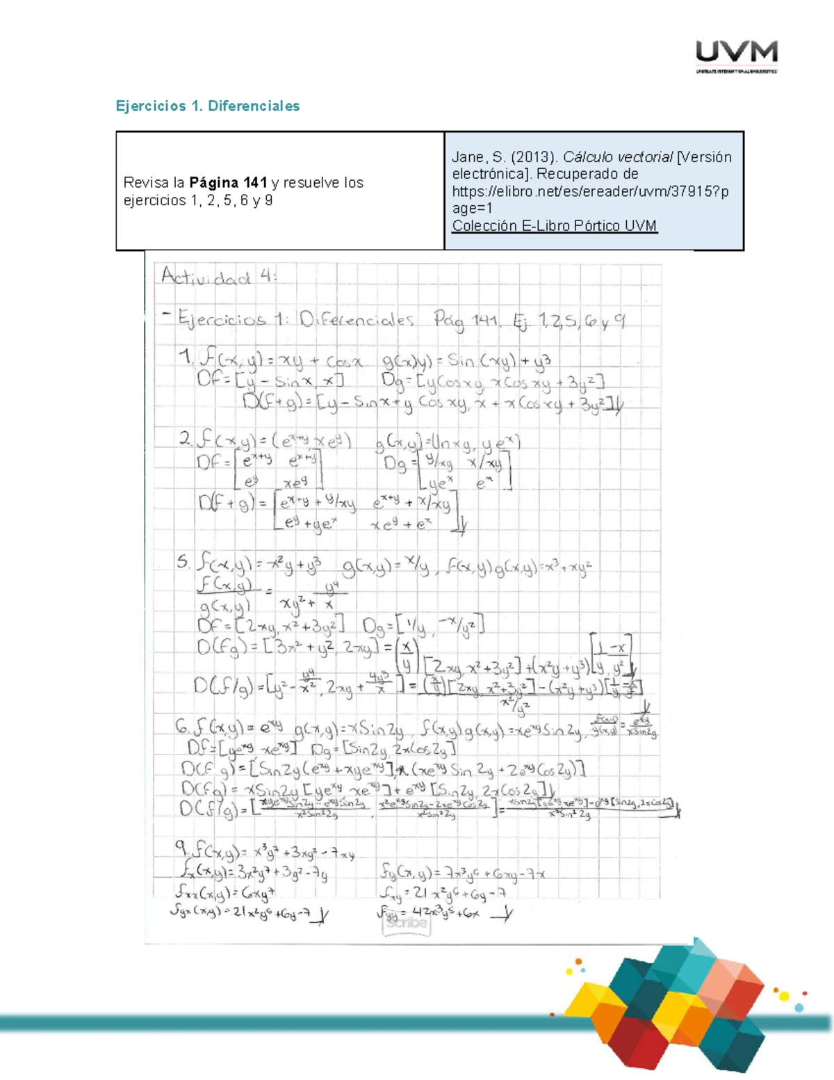 Ejercicio 9 de Cálculo Vectorial - Actividad 1 - Studocu