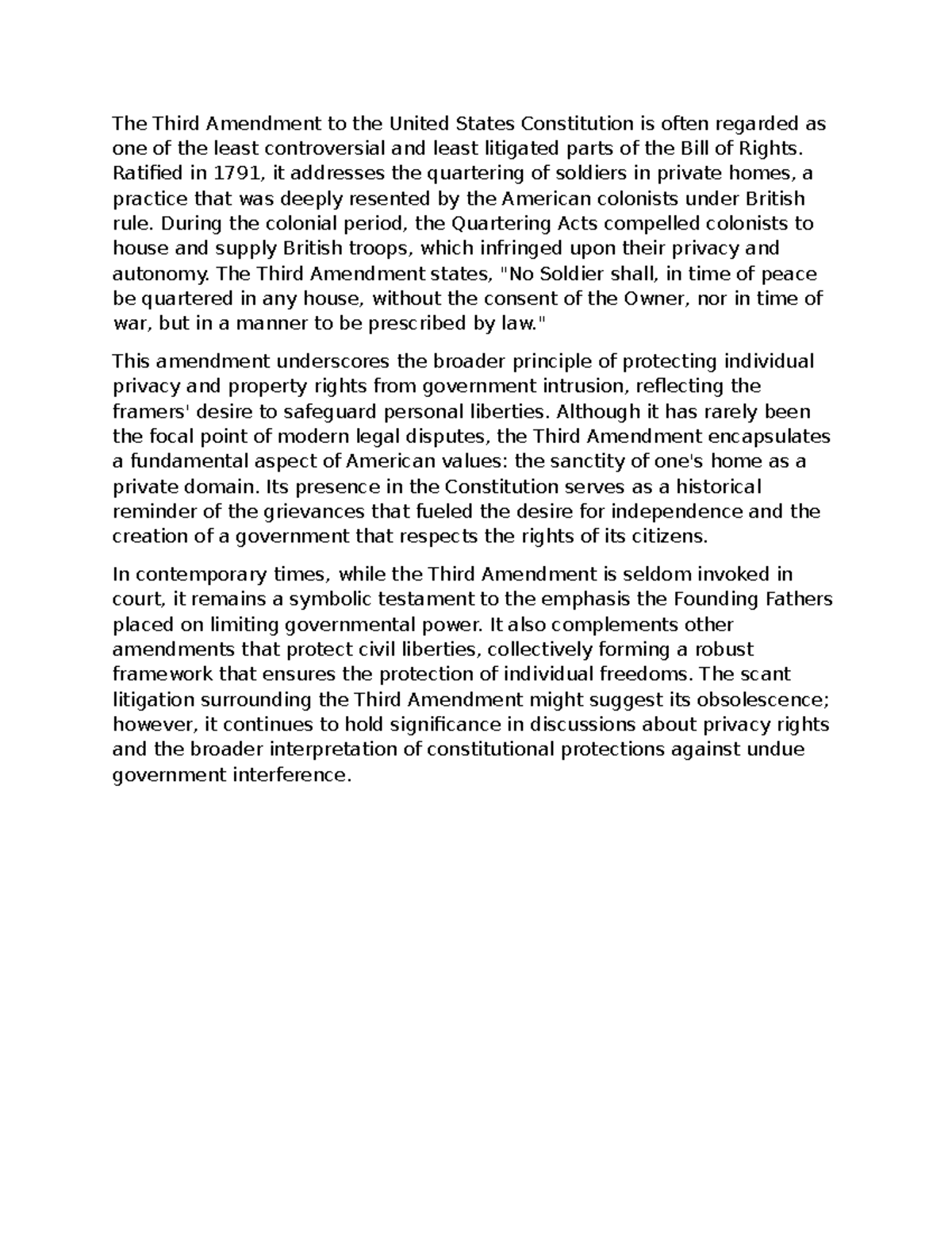 A Comprehensive Overview of the 3rd Amendment to the U.S. Constitution ...