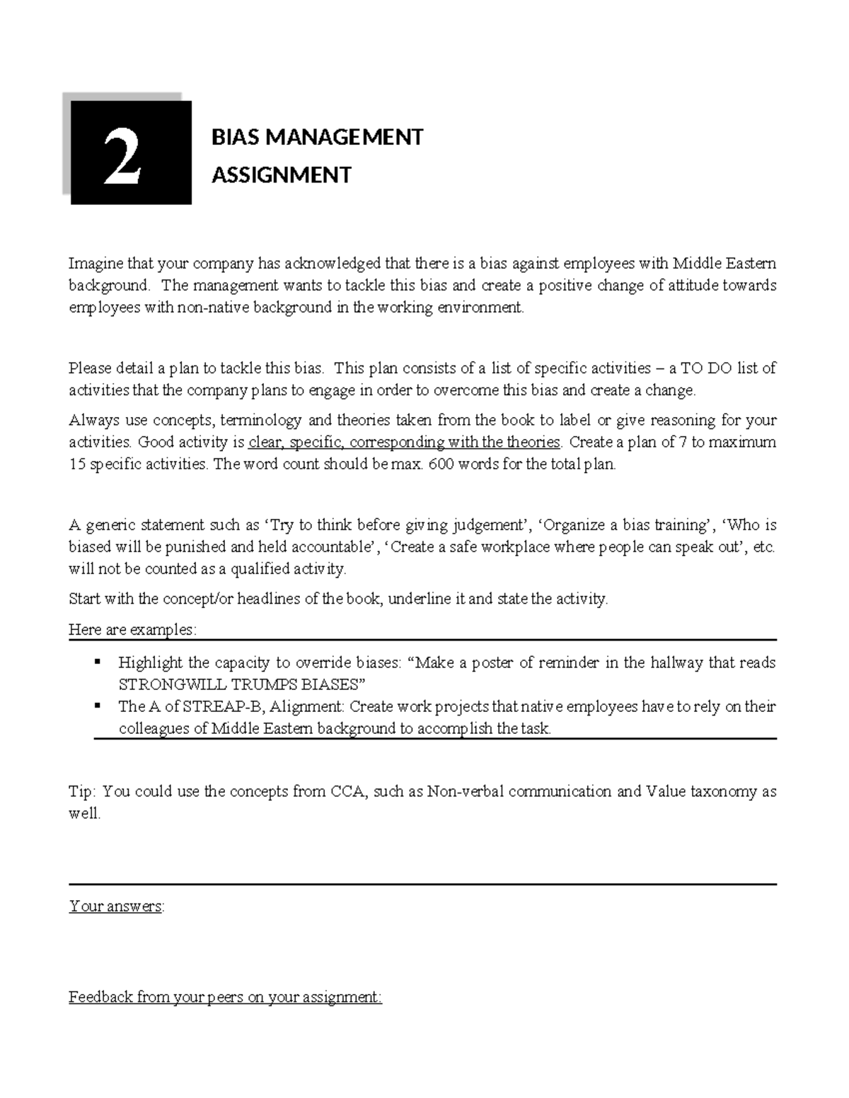 Bias Management Assignment: Strategies to Overcome Middle Eastern Bias ...