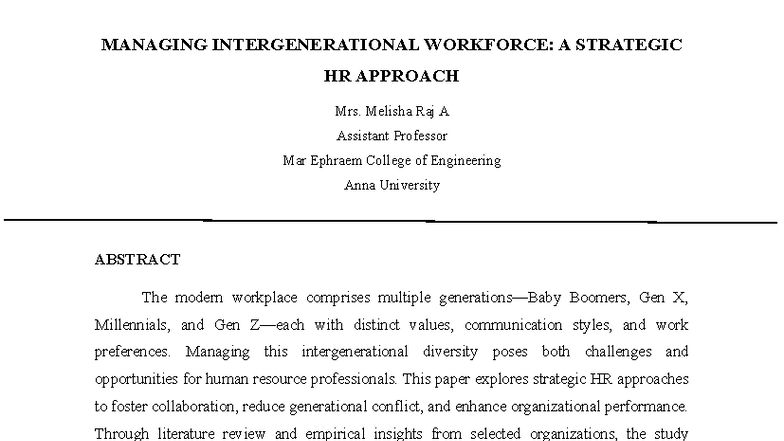 Managing an Intergenerational Workforce: Strategic HR Approaches - Studocu