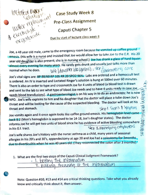 NUR 155 week 6 pre class assignment - Week 6 Assignment (pg Name Case Study Week 6 Assignment ...