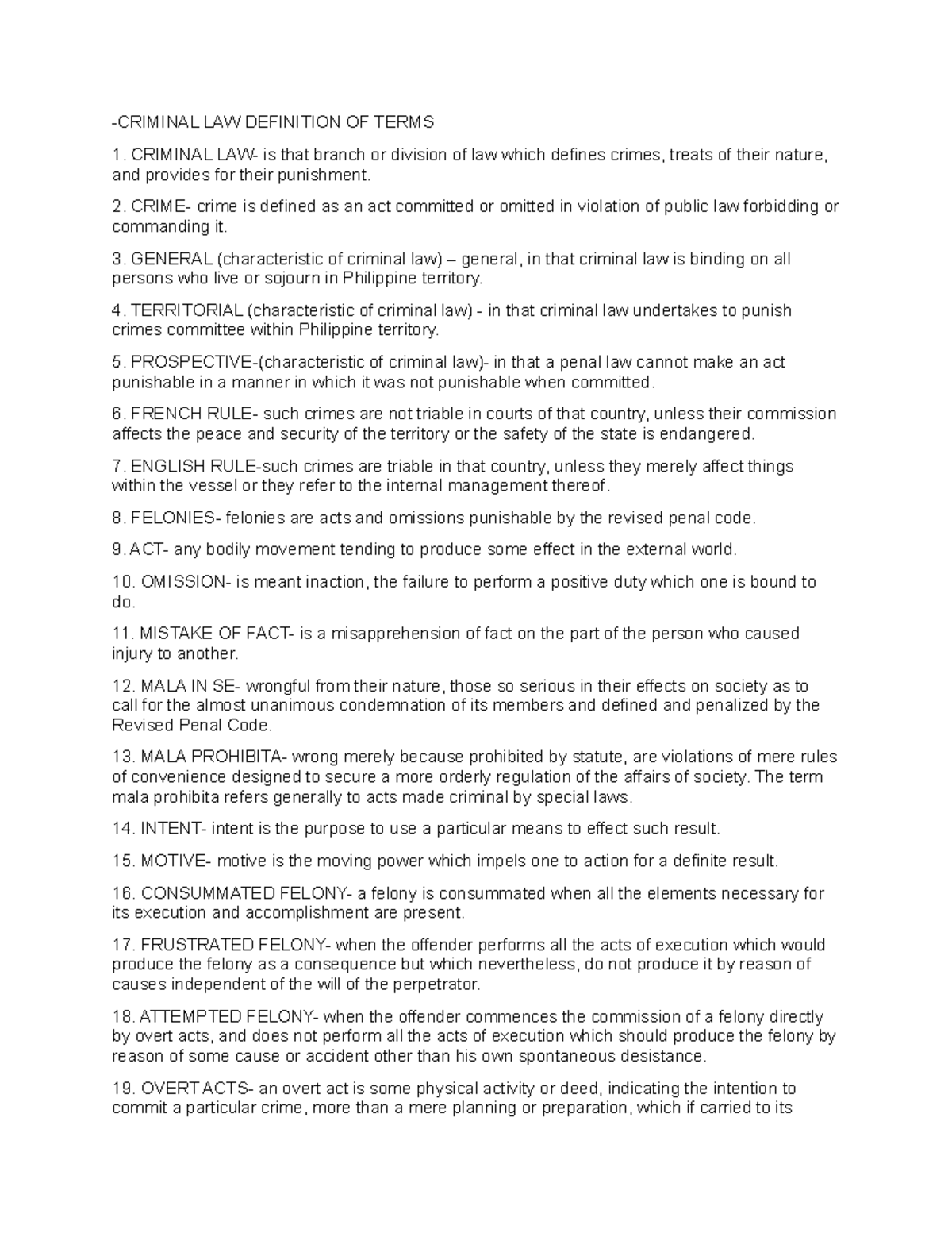 Criminal LAW Definition OF Terms -CRIMINAL LAW DEFINITION OF TERMS ...