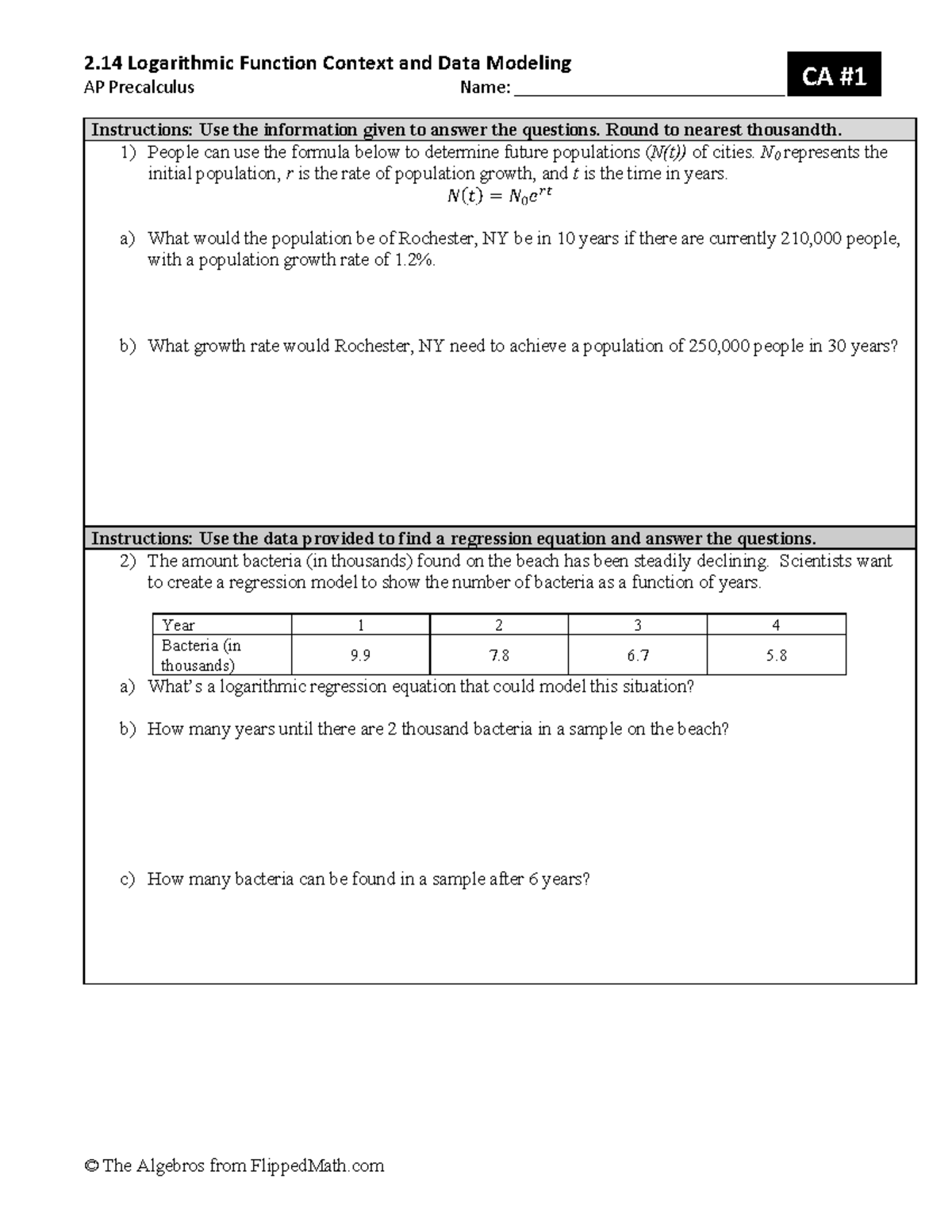 AP Precalculus: Logarithmic Functions & Data Modeling Insights - Studocu