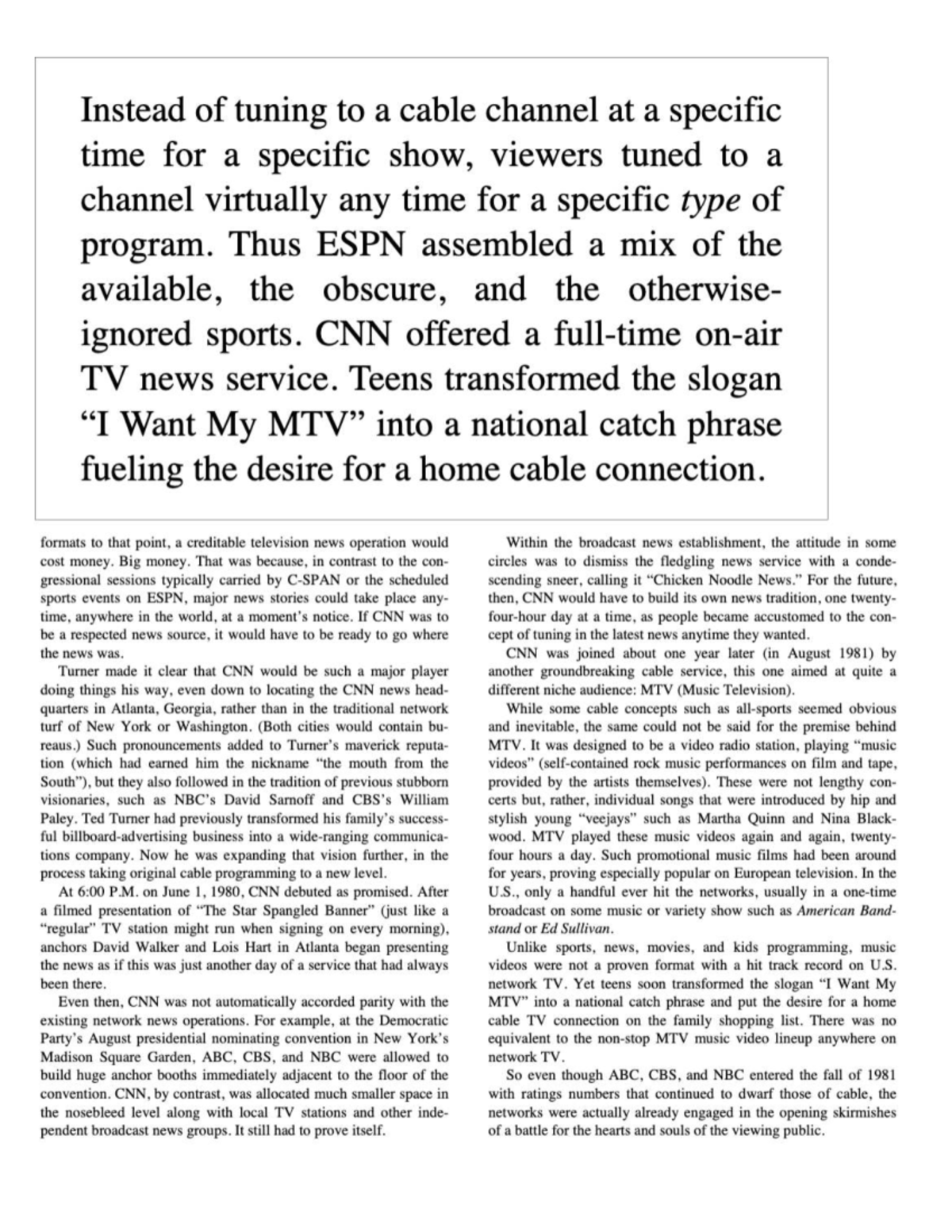 Cable News Evolution: The Rise of CNN and MTV in the 1980s - Studocu