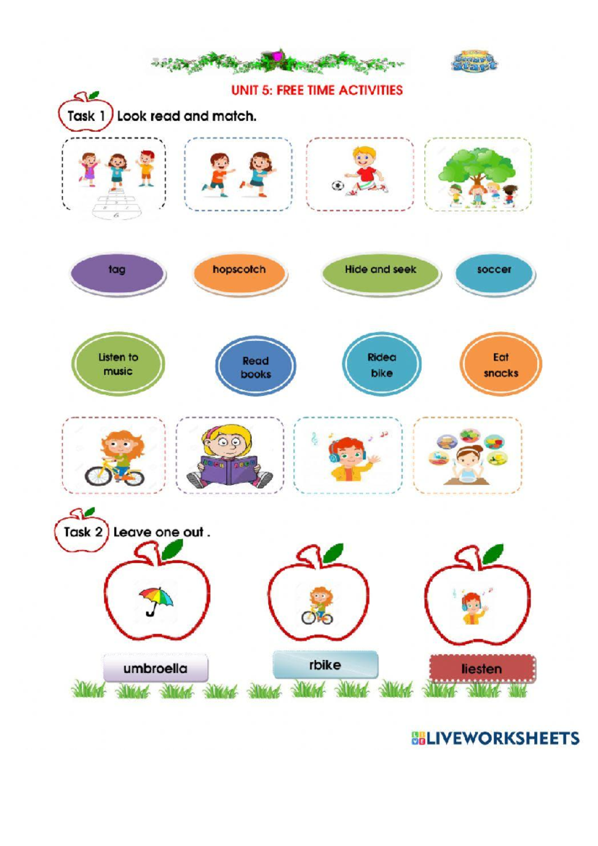Smart Start UNIT 5: Free Time Activities Worksheet 2252105 - Studocu