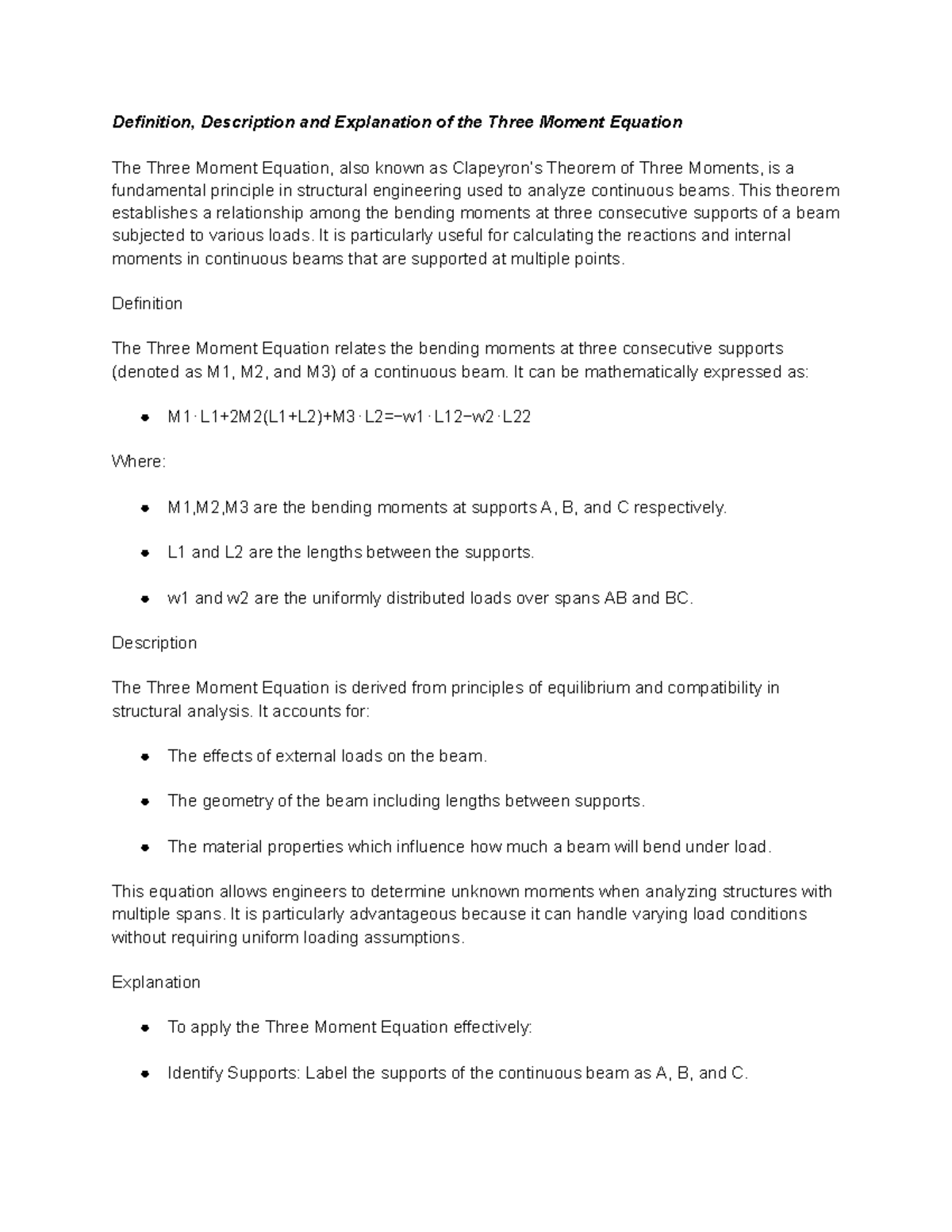 Three Moment Equation in Structural Analysis - Inbound 11218178 - Studocu