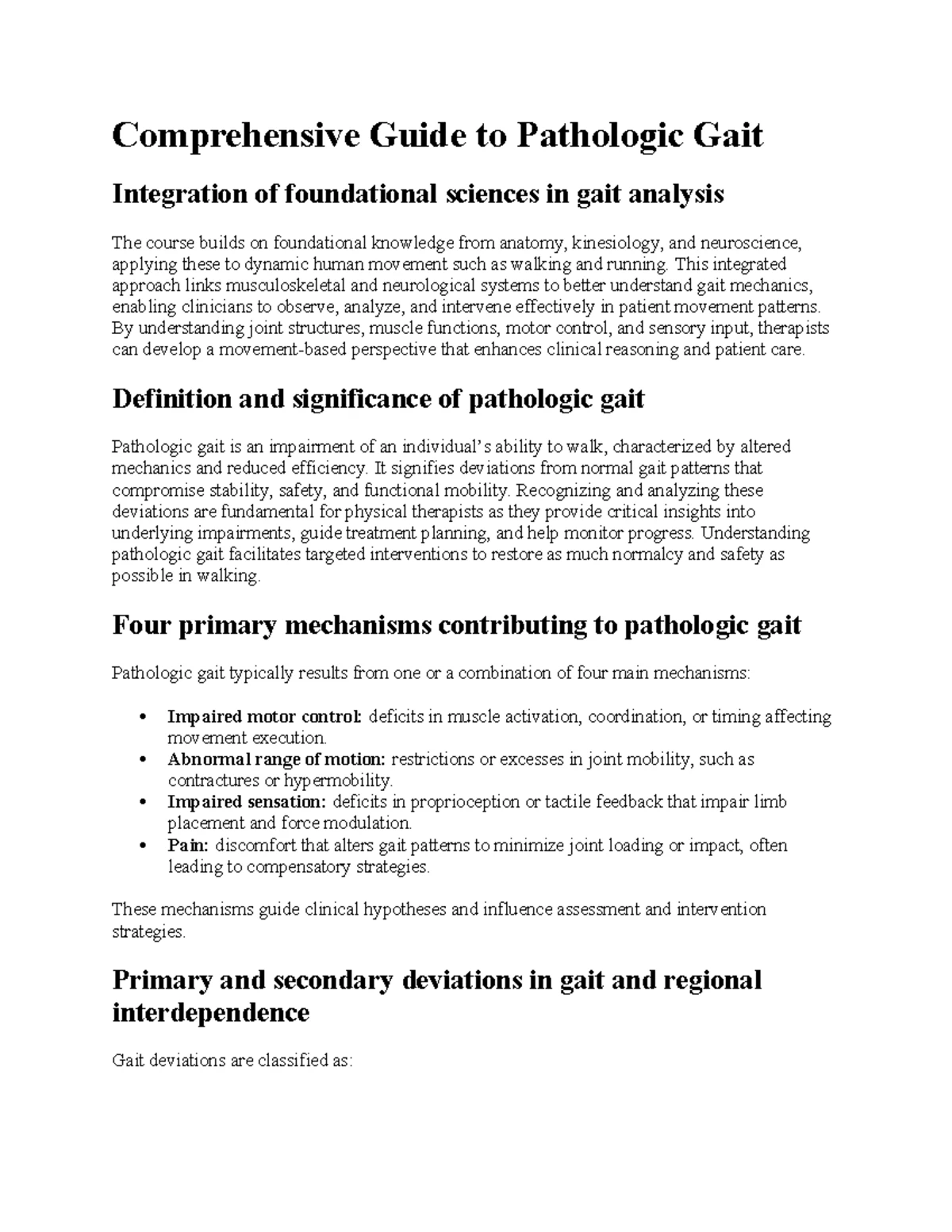 Comprehensive Guide to Biomechanics & Clinical Interventions in Gait ...