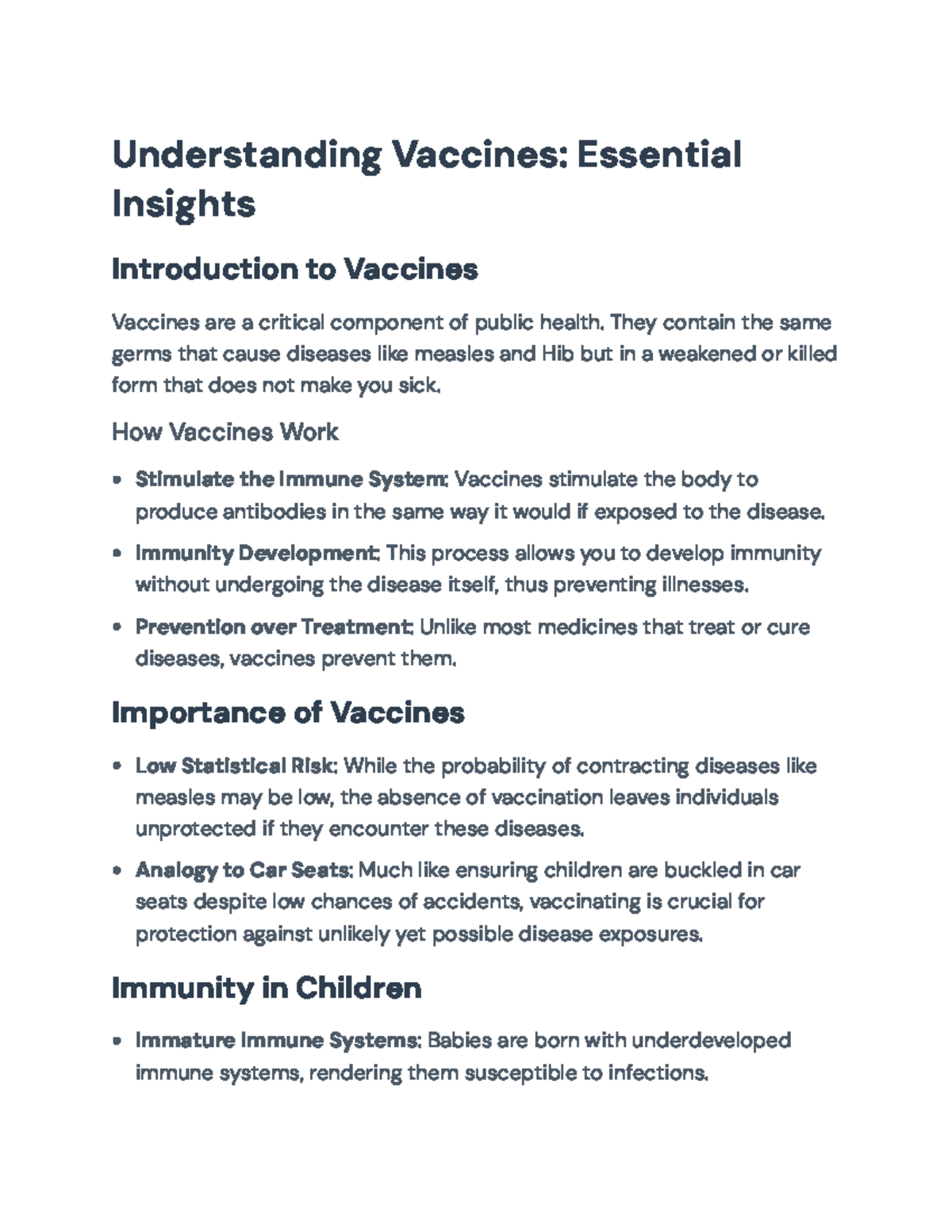 Understanding Vaccines: Key Insights for Public Health Education - Studocu