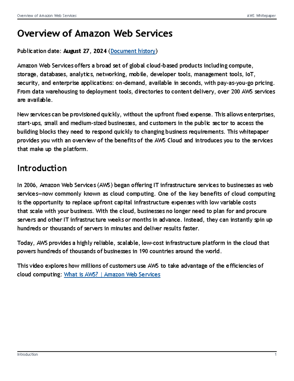 AWS Cloud Computing Overview: Key Insights and Benefits - Studocu