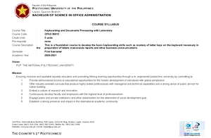 BSOA 2018 Curriculum for students - Bachelor of Science in Office ...