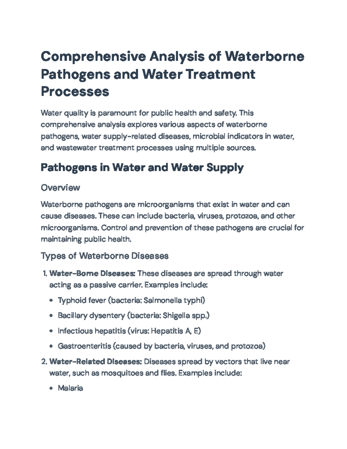 Comprehensive Study of Waterborne Pathogens and Treatment Processes ...