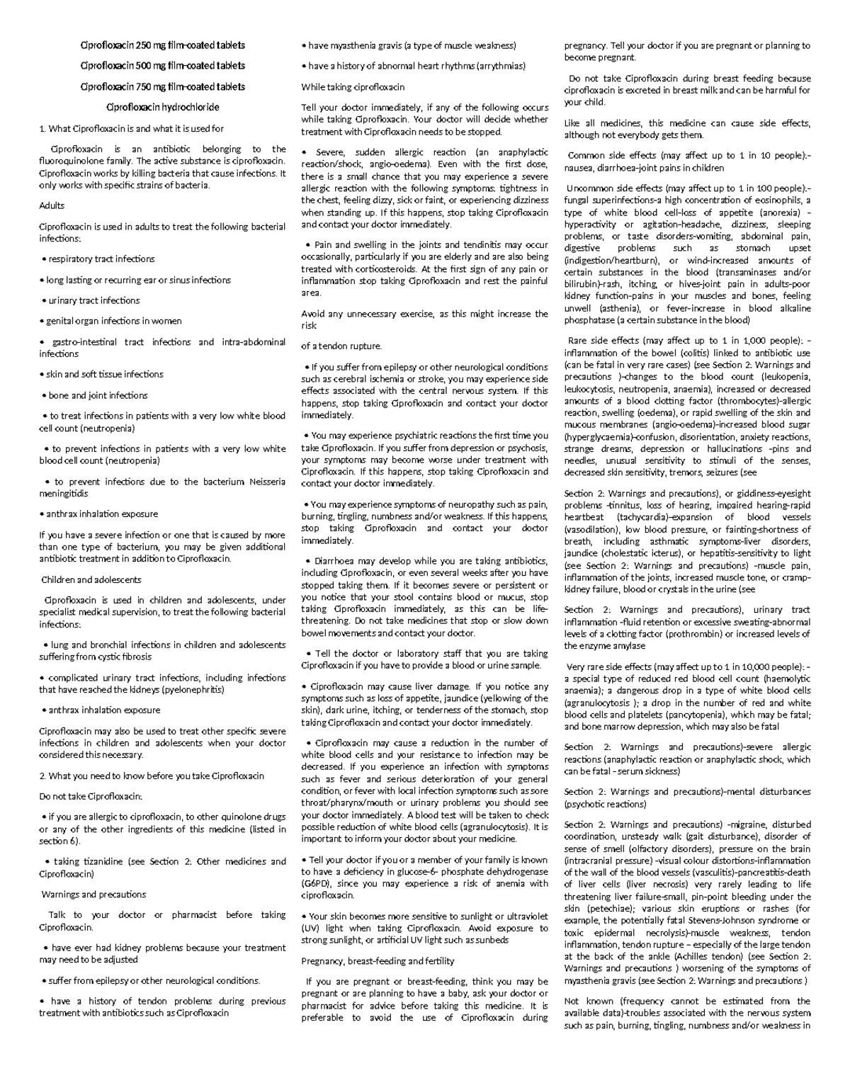 Ciprofloxacin 250 mg: Uses, Precautions, and Side Effects Overview ...