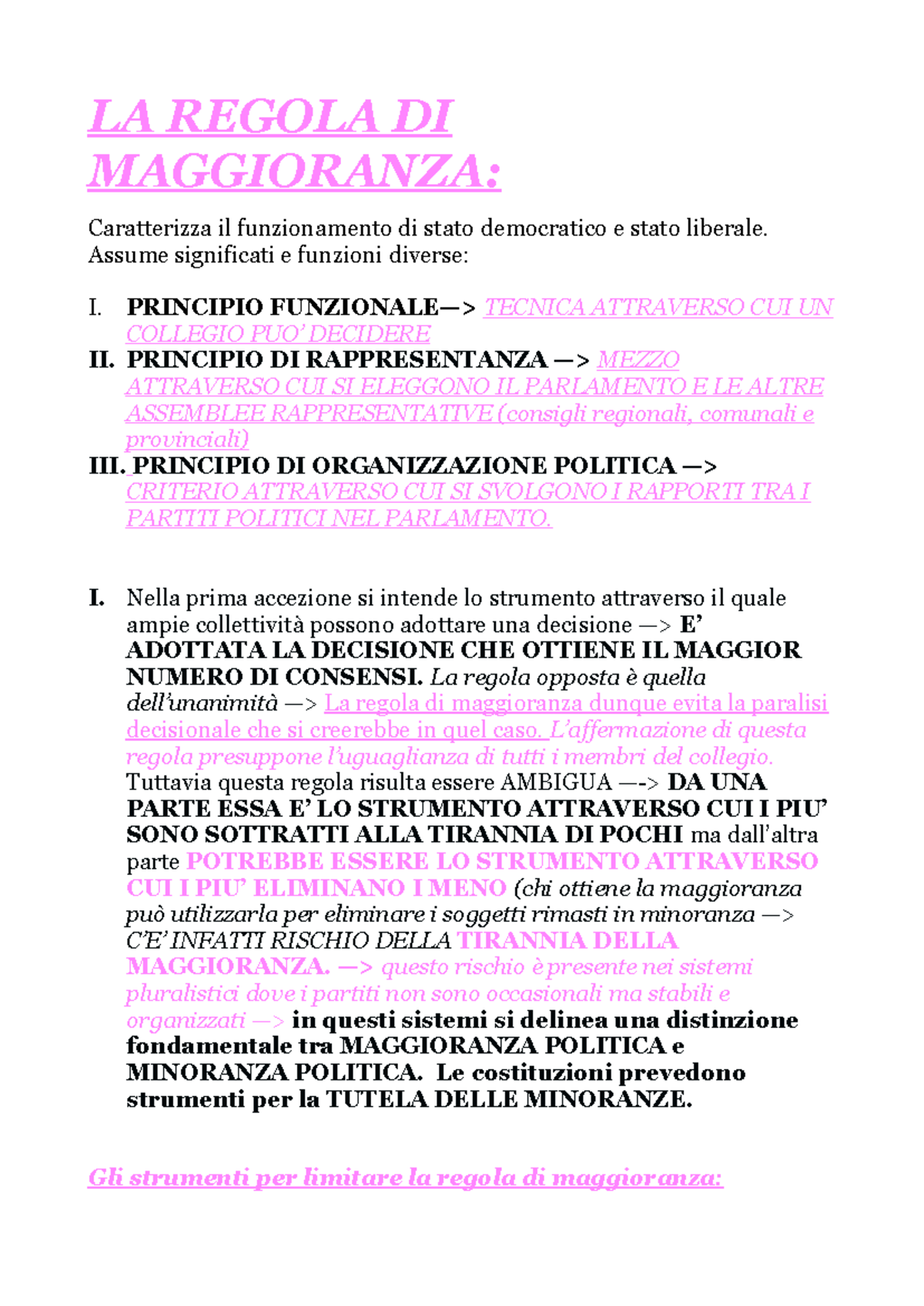 Regola di maggioranza - LA REGOLA DI MAGGIORANZA: Caratterizza il ...