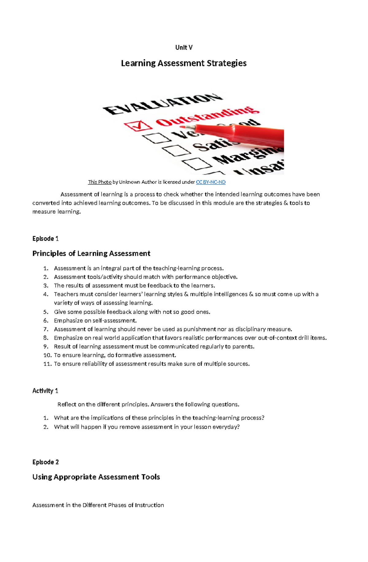 FS Unit V & VI - Learning Assessment Strategies and Teacher Development ...