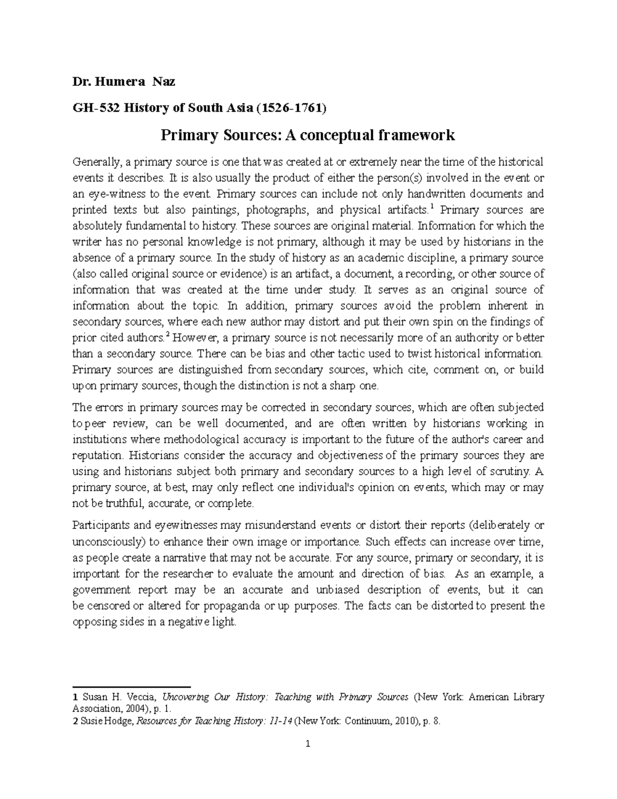 Understanding Primary Sources in History - GH-532 Course Overview - Studocu