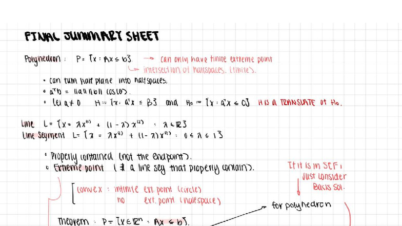 FINAL CHEATSHEET: Polyhedron Theory & Shortest Path Algorithm (MATH ...