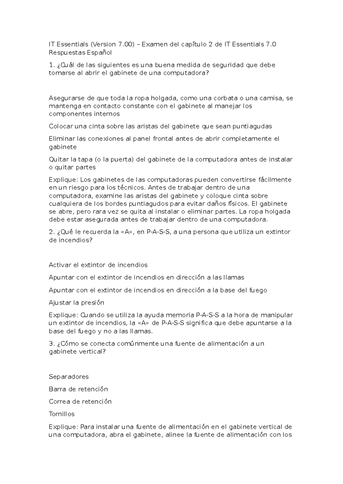 IT Essentials (V7) - Examen del Capítulo 2 con Respuestas en Español ...