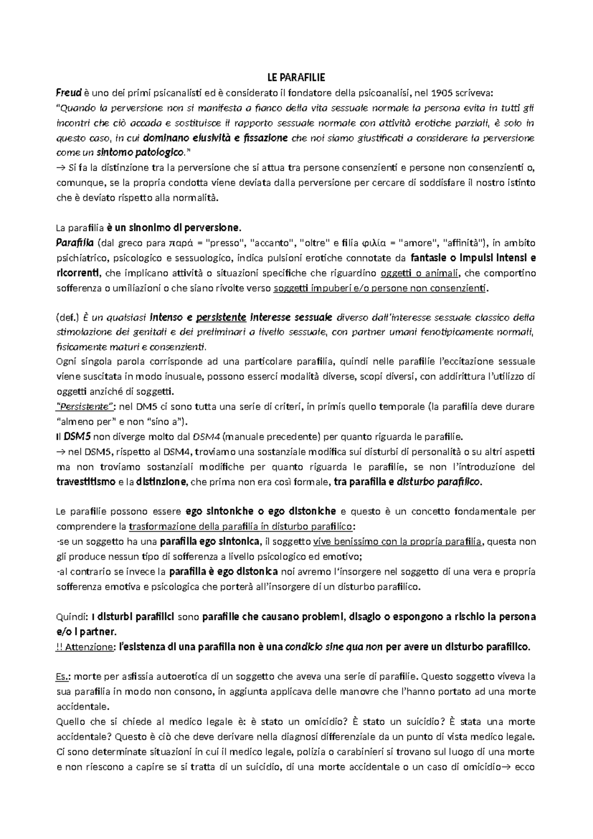 Parafilie e Disturbi Parafilici: Analisi Medico-Legale (MED 101) - Studocu