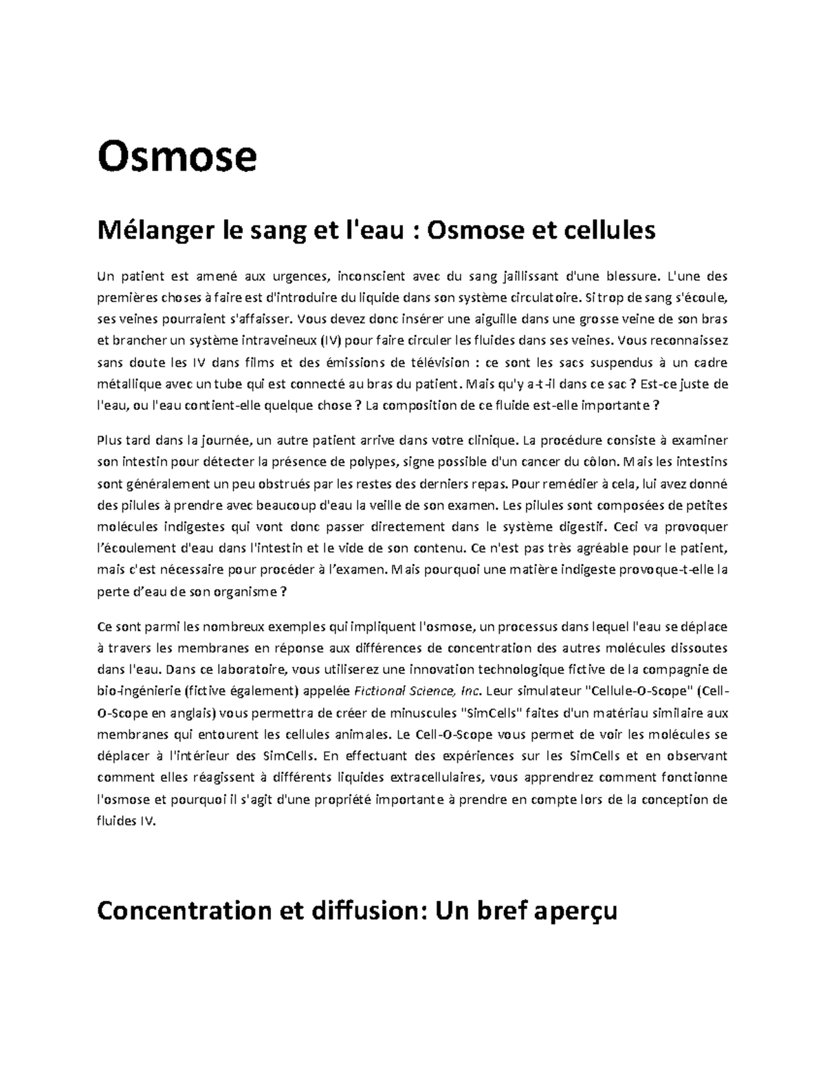 bio 1540 Lab 2: Étude de l'Osmose et des SimCells avec Cell-O-Scope ...