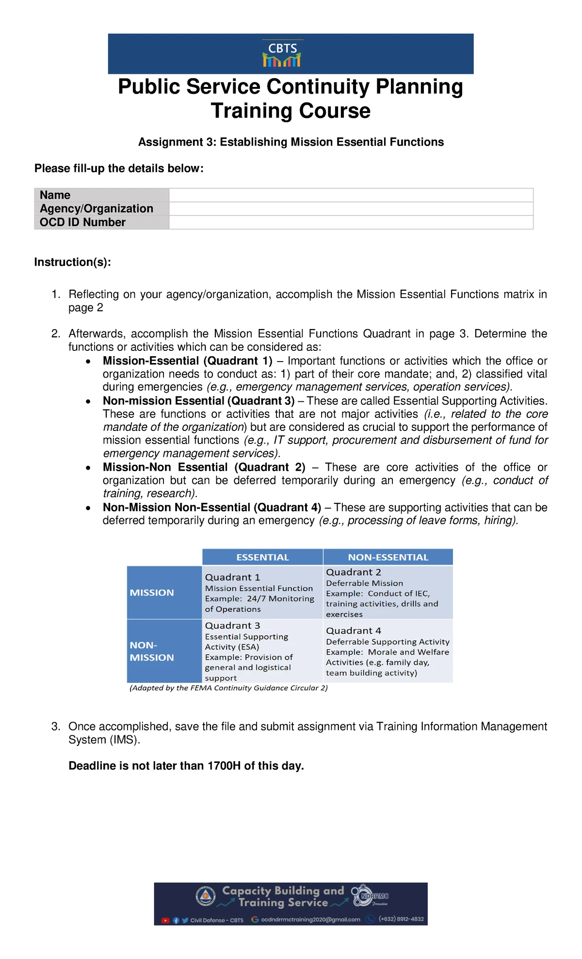 Assignment 3: Mission Essential Functions Analysis - Answer KEY (2022 ...