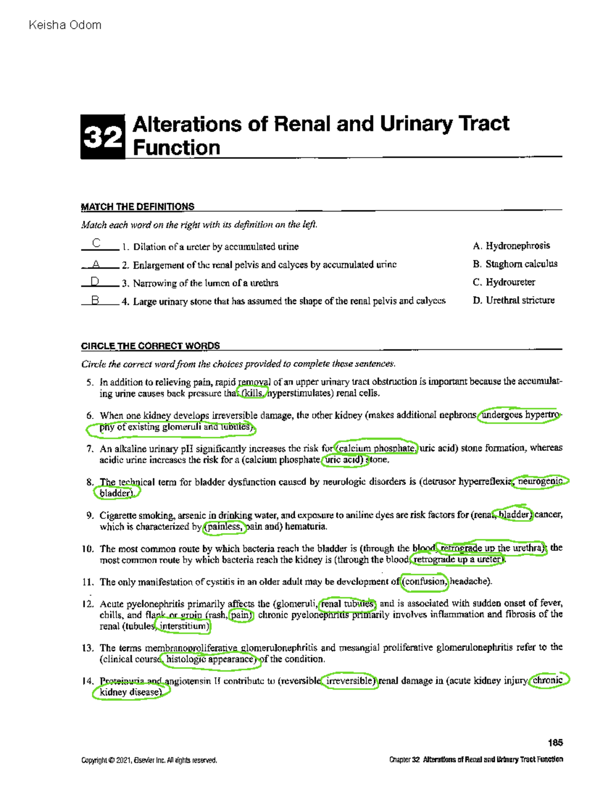 Ch 32: Alterations in Renal & Urinary Tract Functions Overview - Studocu