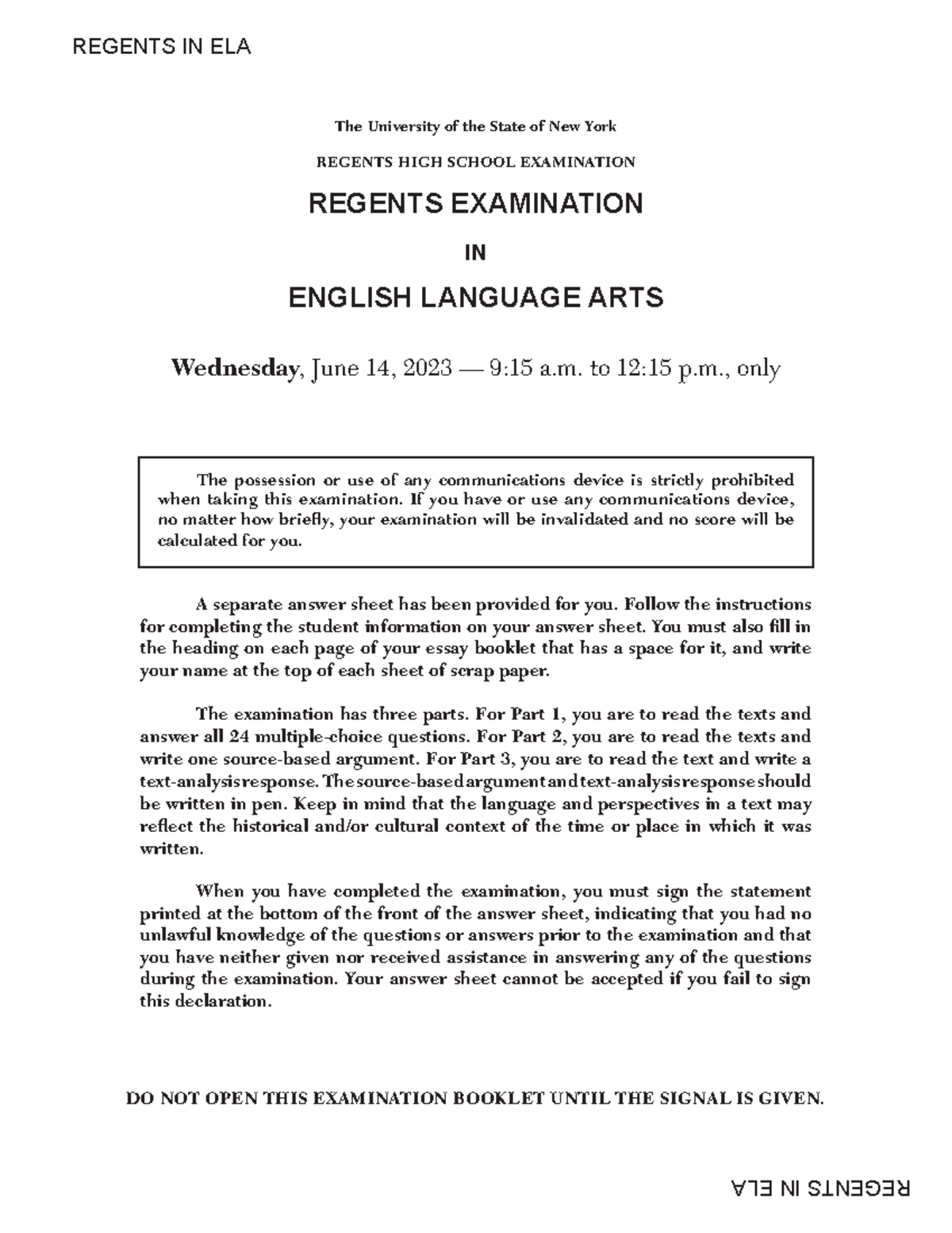 Reela 62023 - ELA Regents Exam Review and Preparation Guide - Studocu