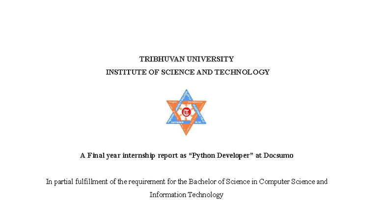 B.Sc. CSIT Final Year Internship Report at Docsumo - Hemanta Pokharel ...