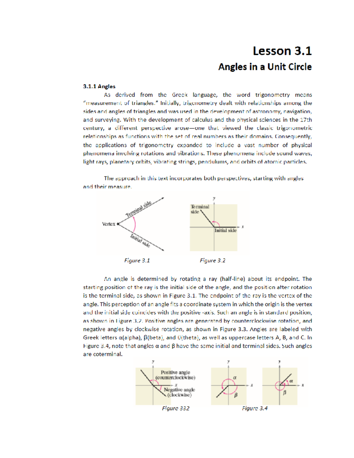 Precalculus Lesson 3: Exploring Angles in the Unit Circle - Studocu
