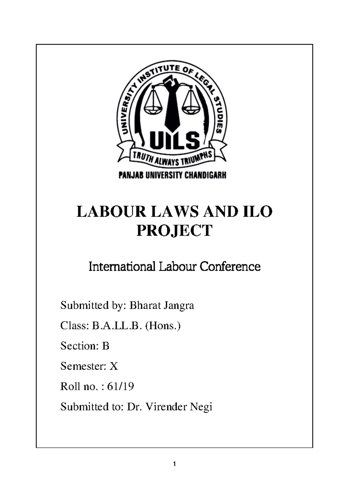 Labour laws and ILO project notes for B.A.LL.B. (Hons.) Semester X ...