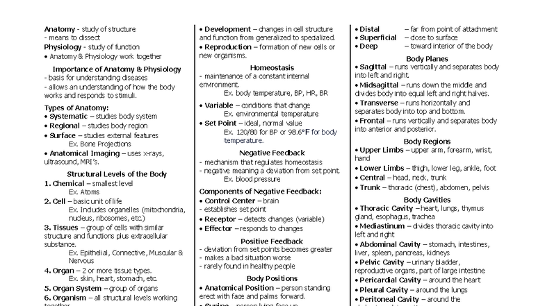 Anaphy Lecture Notes: Anatomy & Physiology Overview - Studocu