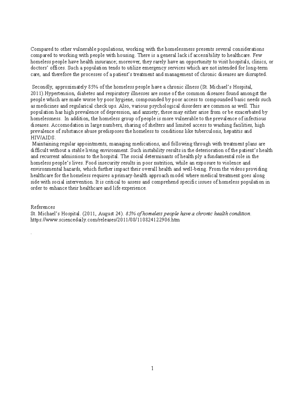 Module 2 Discussion: Healthcare Challenges for the Homeless - Studocu