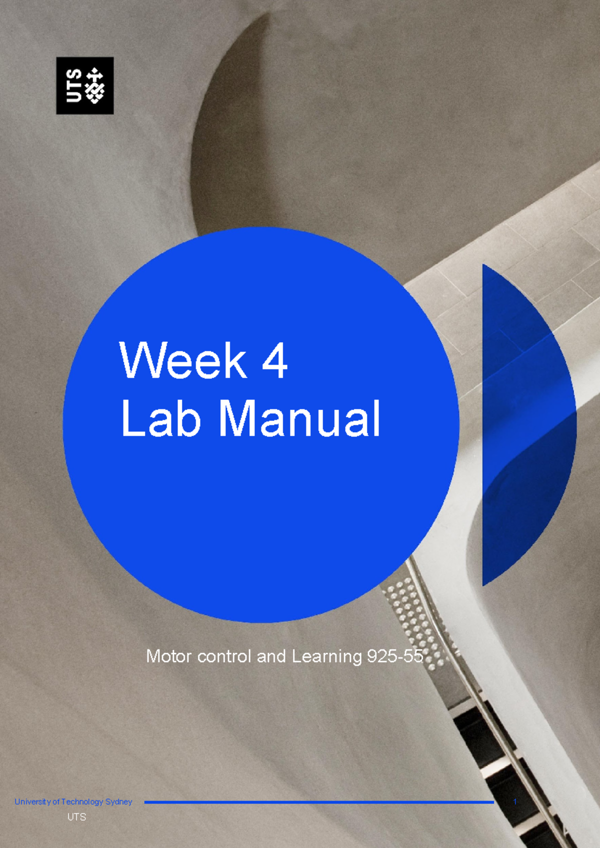 UTS WS - Week 4 Lab Manual: Motor Control & Learning - Studocu