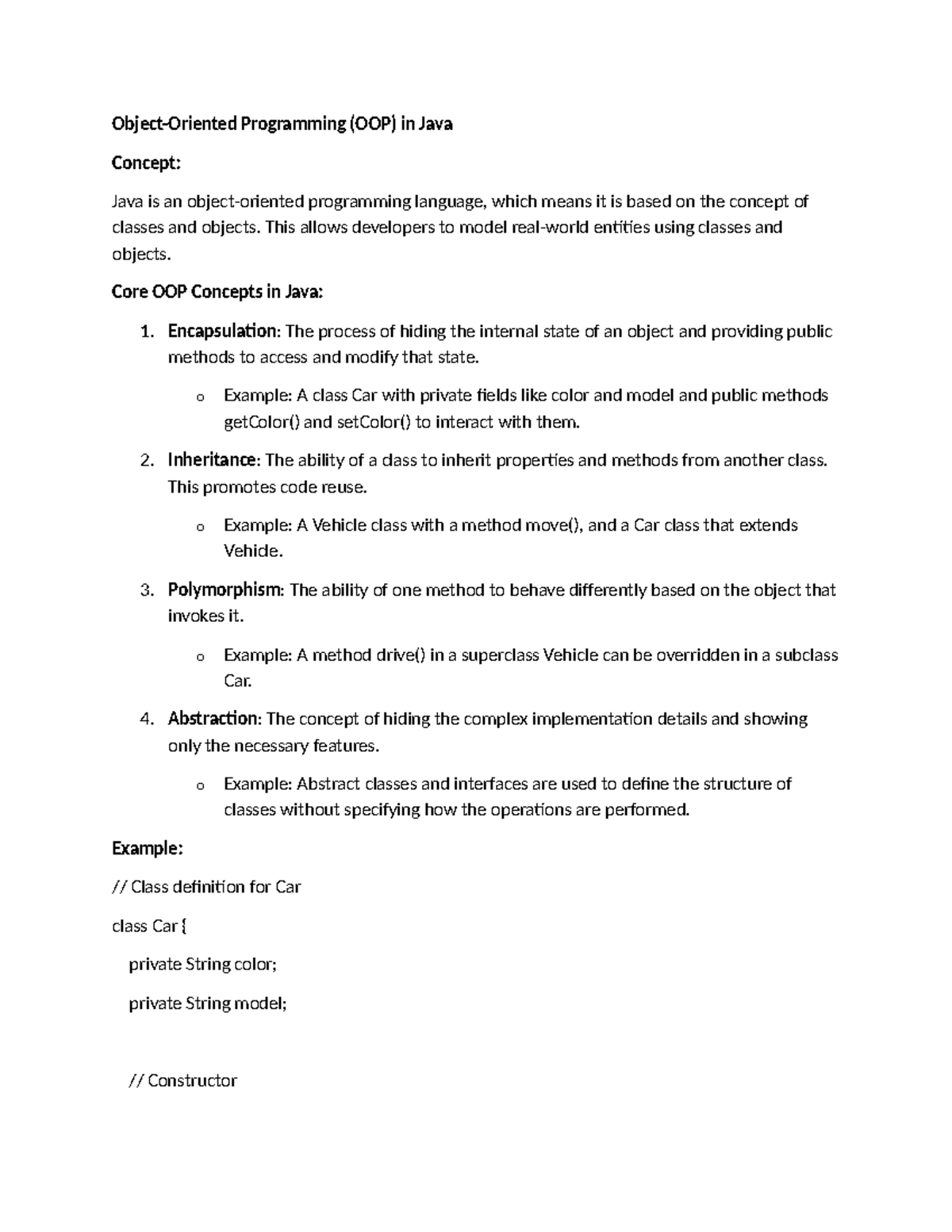 OOP Concepts in Java (CS101): Encapsulation, Inheritance, Polymorphism ...