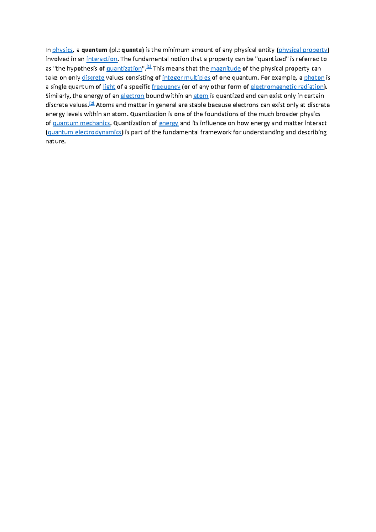 Quantum Mechanics 1 - Key Concepts and Definitions - Studocu