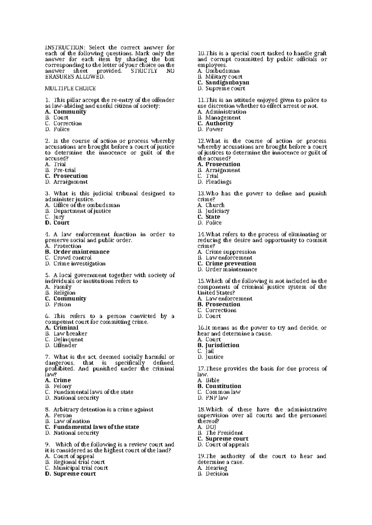 CJS 101: Practice Exam for Criminal Justice System - Studocu