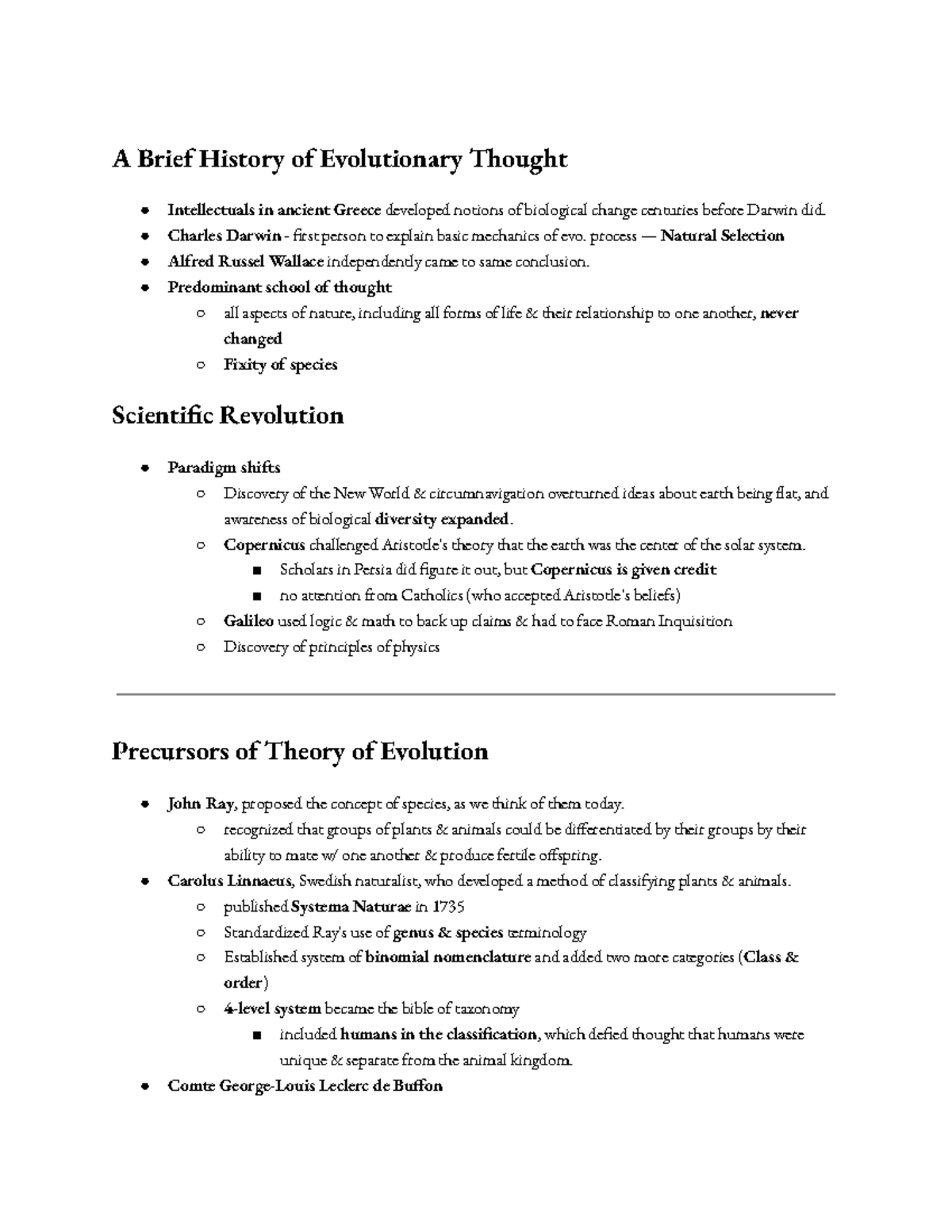 Human Evolution (BIO 101) Textbook Notes on Natural Selection - Studocu