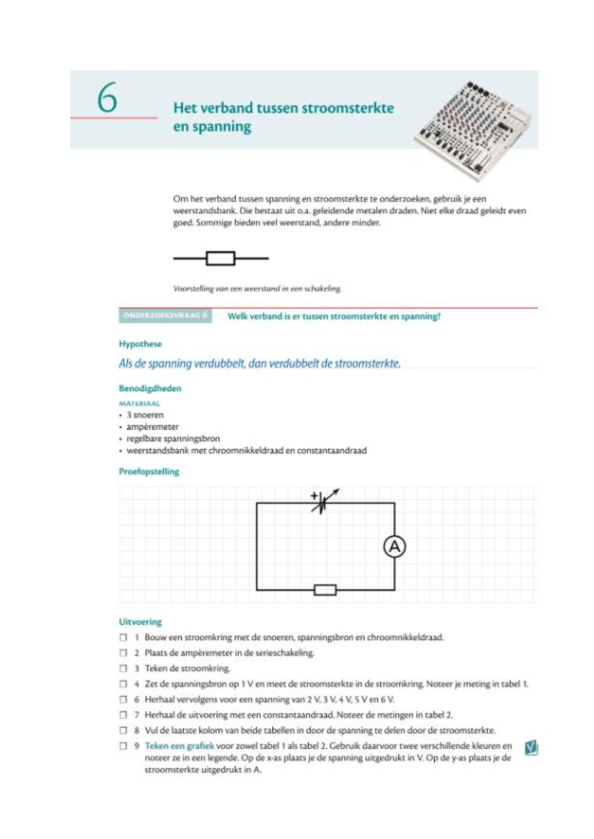 Onderzoek naar het verband tussen stroomsterkte en spanning - Thema 4 ...
