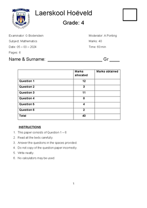 Mathematics P2 Nov 2023 NSC Answer Book: Eng & Afr Solutions - Studocu