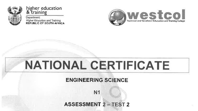 Engineering Science N1 Test 2 Notes (T119) - Westcol 2019 - Studocu