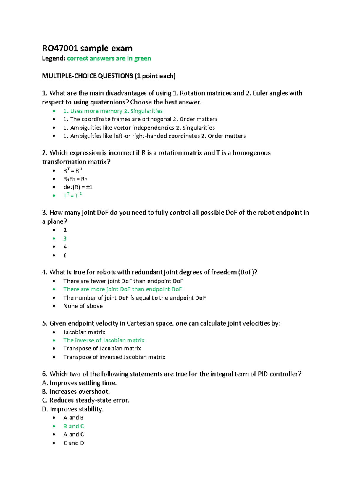 RO47001 Sample Exam Review: Multiple-Choice & Open-Ended Questions ...