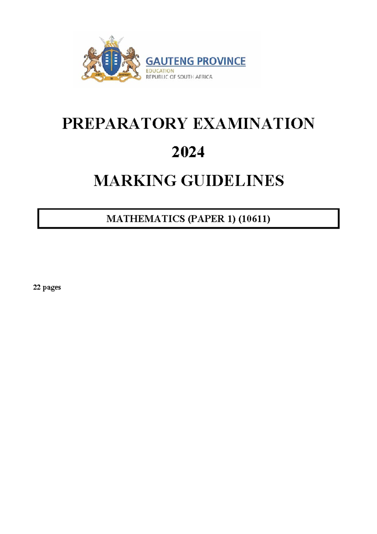 G12 Maths P1 Sept 2024 Exam Memo - Marking Guidelines - Studocu